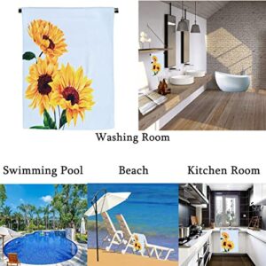 SLHETS Bright Sunflower Hand Towels 13.6 X 29' Yellow Flowers Bath Towel Soft Kitchen Dish Towels for Household Daily Use | Home Decoration | Carry-On Hotel Gym Spa