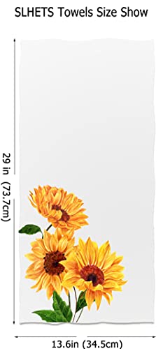 SLHETS Bright Sunflower Hand Towels 13.6 X 29' Yellow Flowers Bath Towel Soft Kitchen Dish Towels for Household Daily Use | Home Decoration | Carry-On Hotel Gym Spa