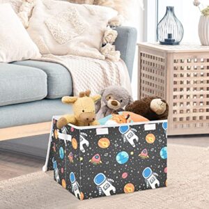 Krafig Kawaii Cartoon Space Foldable Storage Box Large Cube Organizer Bins Containers Baskets with Lids Handles for Closet Organization, Shelves, Clothes, Toys