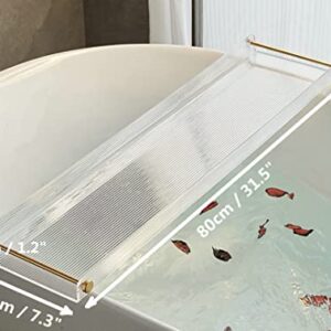 Bathtub Tray Acrylic Bath Tray Bathtub Caddy Non-Slip Bath Tub Tray Table with Gold Brushed Handles