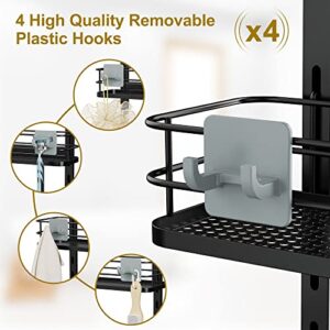 Thideewiz 5 Tier Over the Shower Door Caddy, Adjustable Rustproof Shower Organizer, Black Hanging Shower Storage for Inside Shower