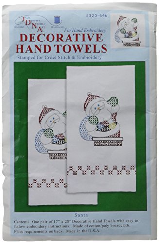 Jack Dempsey Stamped Decorative Hand Towel Pair 17"X28", Santa