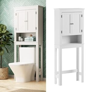 zenna home custom suite over the toilet storage, 2-door bathroom spacesaver, cabinet with 3 tiers of storage, white