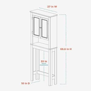 Zenna Home Custom Suite Over the Toilet Storage, 2-Door Bathroom Spacesaver, Cabinet with 3 Tiers of Storage, White