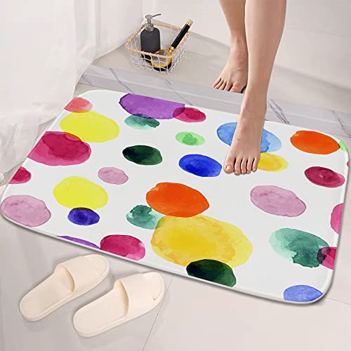 TheBlackSpot Colorful Cartoon Polka Dot Bathroom Rugs Bath Mat Sets 3 Piece Memory Foam Anti Slip Absorbent Mats,U-Shaped Contour Shower Mat