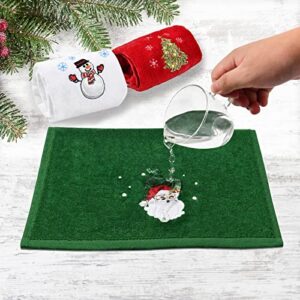 XTOWEN Upgraded Size 16" x 27" Christmas Hand Towels Washcloths, 100% Pure Cotton Bathroom Kitchen Soft Towels for Drying & Cleaning, Perfect Xmas Holiday Home Decor Set of 3 (Red, White, Green)