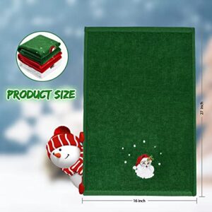 XTOWEN Upgraded Size 16" x 27" Christmas Hand Towels Washcloths, 100% Pure Cotton Bathroom Kitchen Soft Towels for Drying & Cleaning, Perfect Xmas Holiday Home Decor Set of 3 (Red, White, Green)