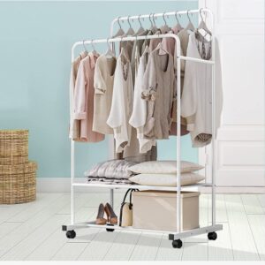 CDYD Floor-to-Ceiling Bedroom Folding Indoor Simple Coat Rack Balcony Hanger Double-Rod Clothes Drying Rack