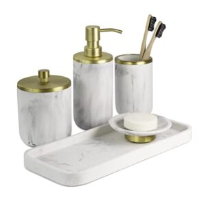 bathroom soap dispenser set - bathroom toothbrush holder set, marble bathroom accessories, gold bathroom accessories, farmhouse bathroom decor, gold soap dispenser, 5 piece bathroom accessories set