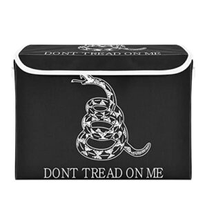 krafig novelty gadsden flag rattlesnake black foldable storage box large cube organizer bins containers baskets with lids handles for closet organization, shelves, clothes, toys