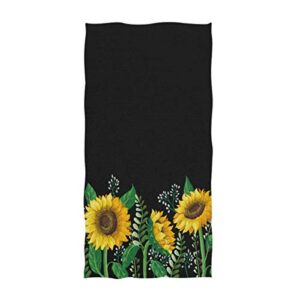 agona hand towel boho yellow sunflower floral black ultra soft absorbent fingertip towels decorative large bath towels multipurpose for bathroom kitchen gym yoga spa 30"x15"