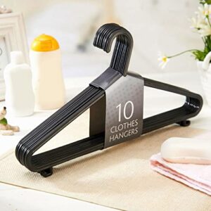 CDYD 10pcs Adult Clothing Hanger Portable Household Clothe Dress Organizer Closet Space Saver Black