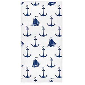 wamika nautical retro anchors hand towels 15x30 in navy anchor sailboat bathroom bath towel highly absorbent fingertip towels for hand spa gym