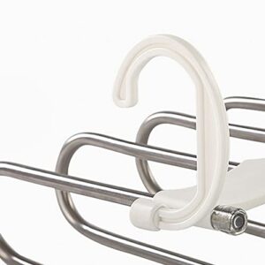 Pants Hangers,Stainless Steel 6 Layers Magic Pants Hanger Rack,White Foldable Pants Rack Hanger Multifunctional Multi Layer Pants Folding Trouser Hanging Rack