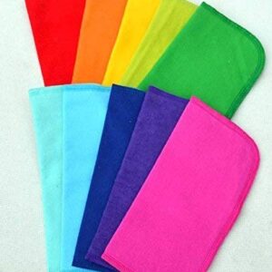 2 Ply Solid Flannel 8x8 Inches Set of 10 Rainbow Edging