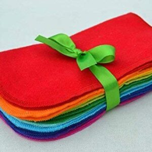 2 Ply Solid Flannel 8x8 Inches Set of 10 Rainbow Edging