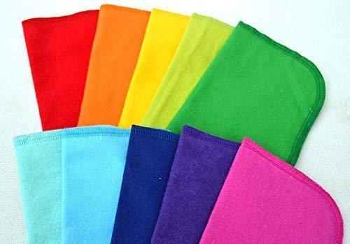 2 Ply Solid Flannel 8x8 Inches Set of 10 Rainbow Edging