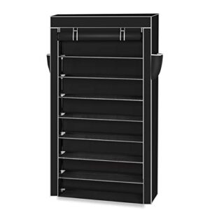 sawandoo 10 tiers shoe rack with dustproof cover closet shoe storage cabinet organizer black