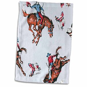 3d rose retro rodeo cowboys twl_38433_1 towel, 15" x 22"