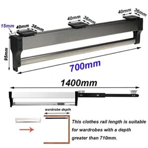 Retractable Clothes Rail 30-80cm, Steel Retractable Wardrobe Rod For Pants Clothes Storage, Wardrobe Adjustable Hanger Rod Saves Space, Load 25kg (Size : 700mm/27.56inch)