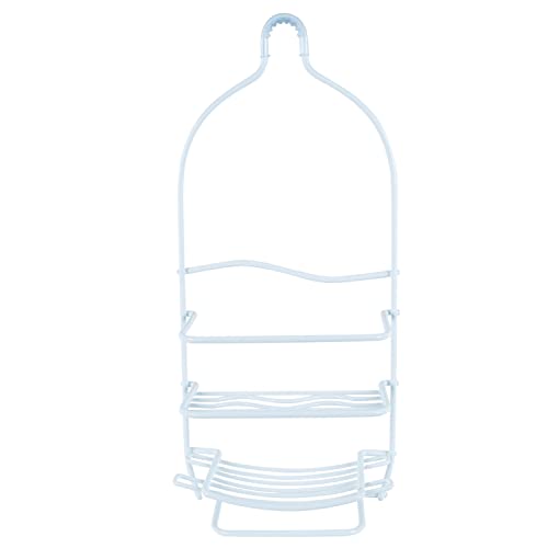 Bath Bliss Curve Design Shower Caddy | Over the Shower Head | Rust Proof | Bathroom Organization | Bath Organizer | 2 Tier | White