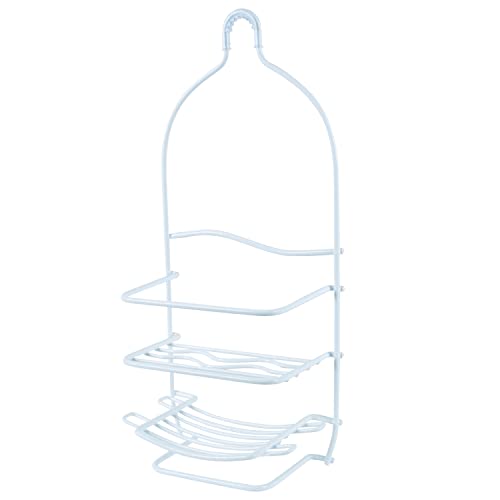 Bath Bliss Curve Design Shower Caddy | Over the Shower Head | Rust Proof | Bathroom Organization | Bath Organizer | 2 Tier | White