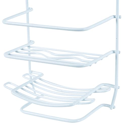 Bath Bliss Curve Design Shower Caddy | Over the Shower Head | Rust Proof | Bathroom Organization | Bath Organizer | 2 Tier | White