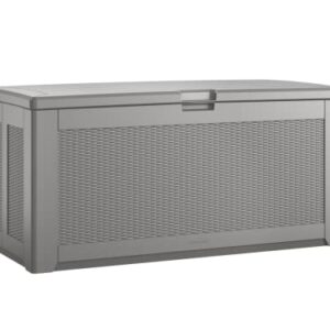 Rubbermaid Outdoor Deck Box, Extra Large, Weather Resistant, Gray for Lawn, Garden, Pool, Tool Storage, Home Organization