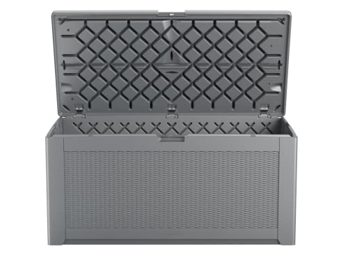 Rubbermaid Outdoor Deck Box, Extra Large, Weather Resistant, Gray for Lawn, Garden, Pool, Tool Storage, Home Organization