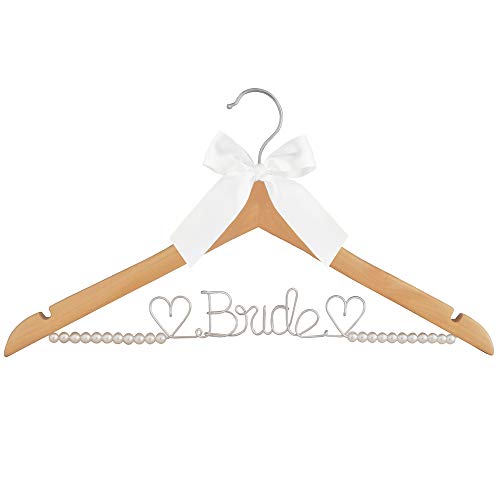 The Bride Hangers The Wedding Dress Hanging Bride's Wedding Gift (Wood Silver Thread with Pearl)