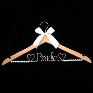 The Bride Hangers The Wedding Dress Hanging Bride's Wedding Gift (Wood Silver Thread with Pearl)