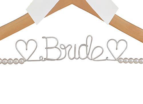 The Bride Hangers The Wedding Dress Hanging Bride's Wedding Gift (Wood Silver Thread with Pearl)