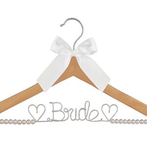 The Bride Hangers The Wedding Dress Hanging Bride's Wedding Gift (Wood Silver Thread with Pearl)