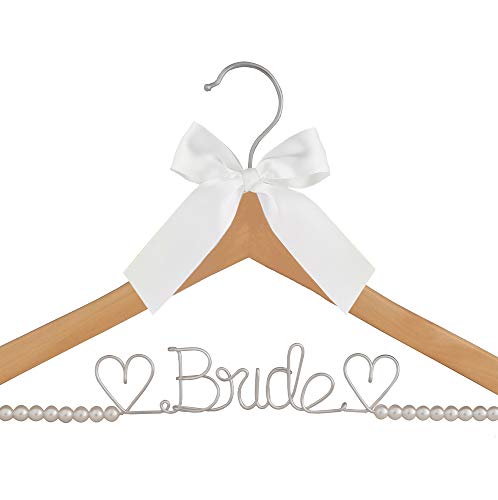 The Bride Hangers The Wedding Dress Hanging Bride's Wedding Gift (Wood Silver Thread with Pearl)