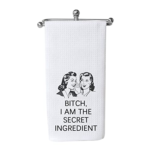 WCGXKO Funny Humor Kitchen Towel Bitch I Am The Secret Ingredient Housewarming Gift for Women (Bitch Towel)