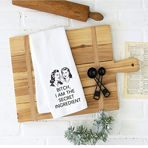 WCGXKO Funny Humor Kitchen Towel Bitch I Am The Secret Ingredient Housewarming Gift for Women (Bitch Towel)