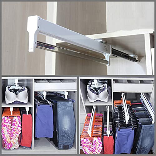 Retractable Hanger Rod Adjustable 30-80cm Closet Hanger Rod, Household Trousers Rod Aluminum Alloy Clothes Rail Slide Rail, Load-bearing 25 Kg (Size : 450mm/17.7inch)