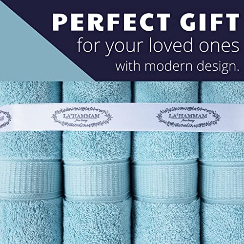 LA HAMMAM - 6 Pack 16” × 28” Turkish Cotton Hand Towels for Bathroom, Face, Hotel, Gym, & Spa | Extra Soft Feel Fingertip, Quick Dry and Highly Absorbent Luxury Premium Quality Towel Set - Aqua