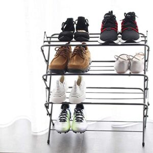 Zenree 4 Tier Folding Shoe Rack, Multifunction Small Organizer and Storage Metal Shelving Units Stand Shoe Shelf, Perfect for Closets, Dorm Room, Apartment, Entryway, Cabinet, Garment, Hallway, Black