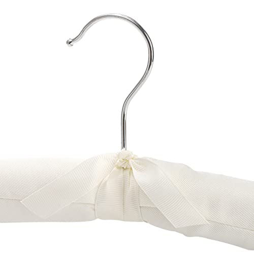 Tosnail 12 Pack Fabric Padded Hangers, Foam Padded Clothing Hangers, Wedding Dress Hangers for Coat, Blouse, Sweaters, Bride Dress, Clothes - White