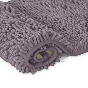 LuxUrux Bathroom Rugs 2 Piece Set–Extra-Soft Plush Bath mat Shower Bathroom Rugs,1'' Chenille Microfiber Material, Super Absorbent (X-Large Set, Mauve)