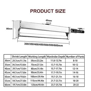 Pull Out Wardrobe Rod Adjustable 30-60cm Wardrobe Rail Hanger, Household Pants Bar Aluminum Clothes Rail Slide Rail, Bearing 25kg (Size : 500mm/19.7inch)