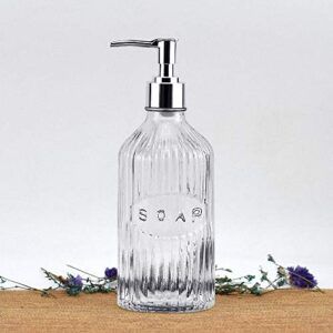 Magcolor Glass Jar Bathroom Accessories Set - Hand Soap Dispenser and Qtip Holder Set 3 pc