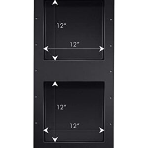 Uni-Green Double Recessed Shower Niche – Black,Easy and Quick Installation Flapped Over Thin Flange Wall Niche Insert for Shampoo and Soap Holder (16x32)