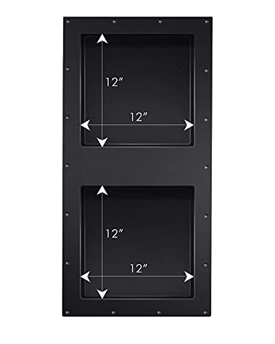 Uni-Green Double Recessed Shower Niche – Black,Easy and Quick Installation Flapped Over Thin Flange Wall Niche Insert for Shampoo and Soap Holder (16x32)