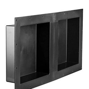 Uni-Green Double Recessed Shower Niche – Black,Easy and Quick Installation Flapped Over Thin Flange Wall Niche Insert for Shampoo and Soap Holder (16x32)