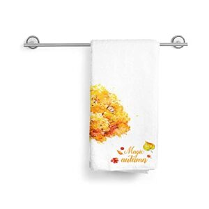 Hand Towel Watercolor Autumn Tree Fall Face Washcloths Fingertip Bath Towels 27.5 x 15.7 Inch Microfiber Quick Dry Soft Absorbent Luxury Kitchen Dish Cloth Bathroom Beach Gym Hotel Salon Spa Sport