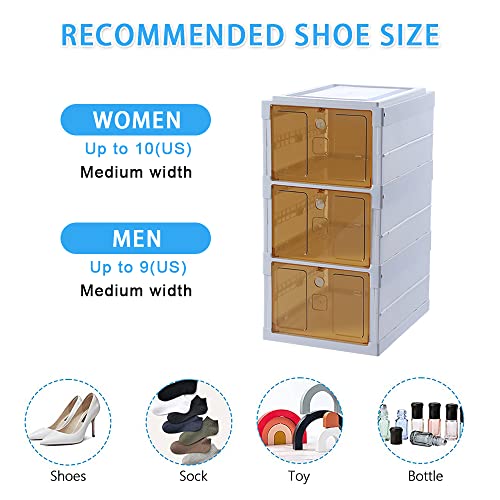 Stymeto Shoe Box Foldable Shoe Organizer Boxes, Installation-free Shoe Storage, Plastic Durable Materials Shoe Holder, Random combinations Shoes Rack(3 Layer)