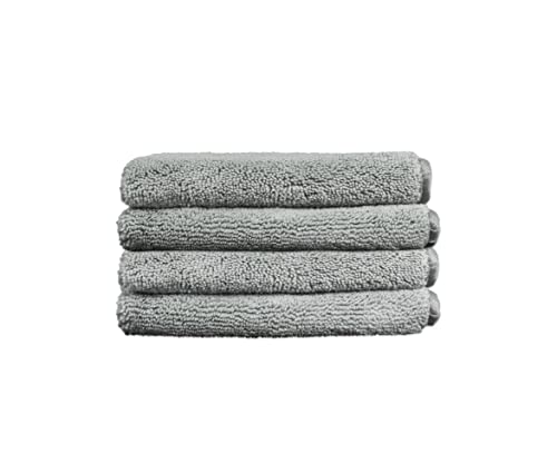 Eurow Absorbent and Fast Drying Microfiber Washcloths, 13 by 13 Inches, Gray, 4 Pack