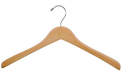 NAHANCO 2117CH Extra Thick Concave Wood Jacket Hanger, 17", Natural Lacquered (Pack of 40)